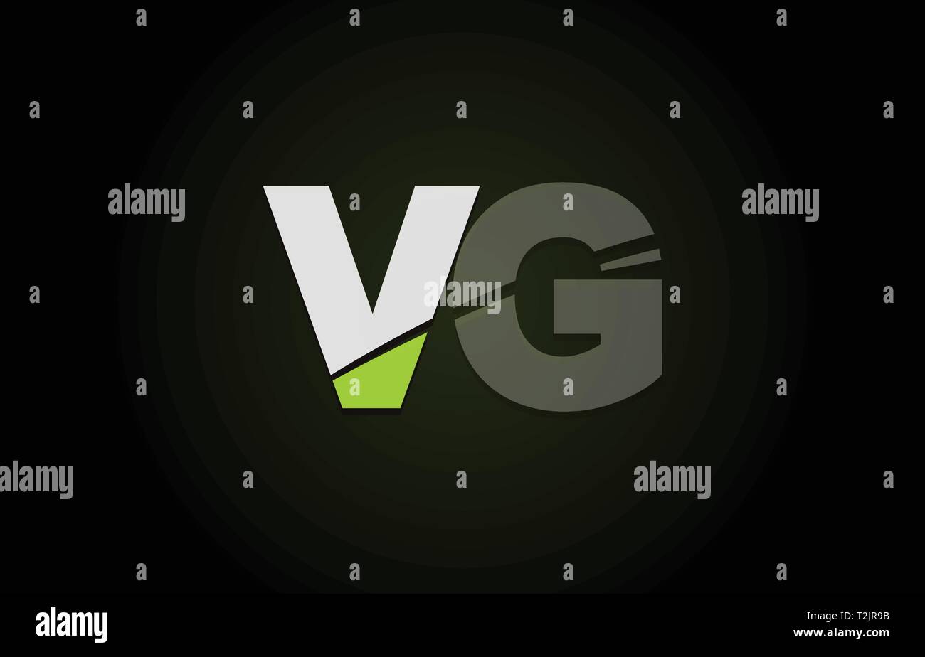 Design of alphabet letter logo combination vg v g with green white and ...