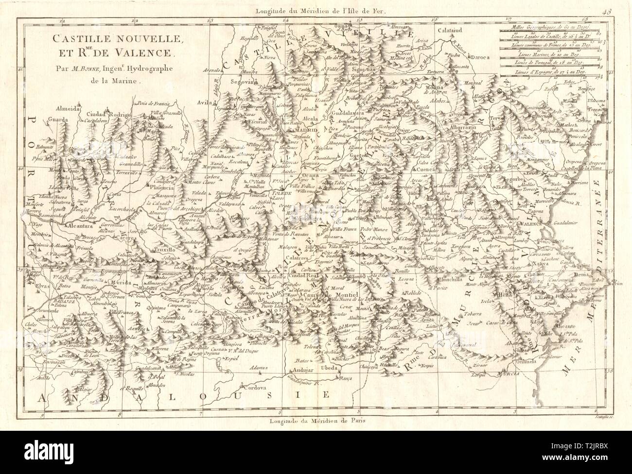 Castille Nouvelle et Royaume de Valence. New Castile. Valencia. BONNE ...