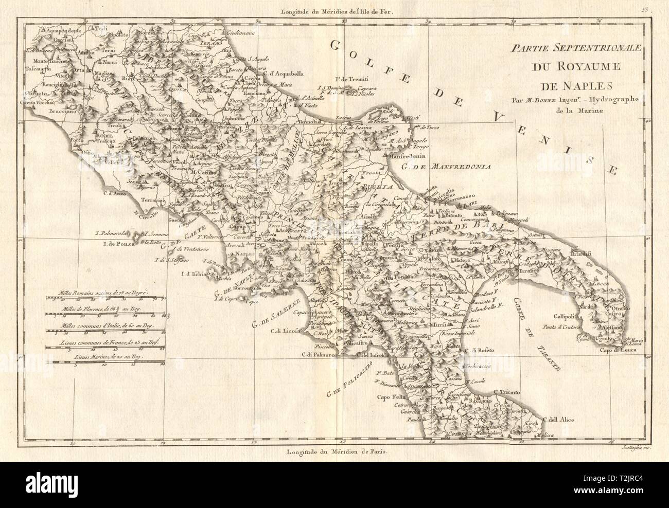 Partie Septentrionale du Royaume de Naples. Southern Italy. BONNE 1789 ...