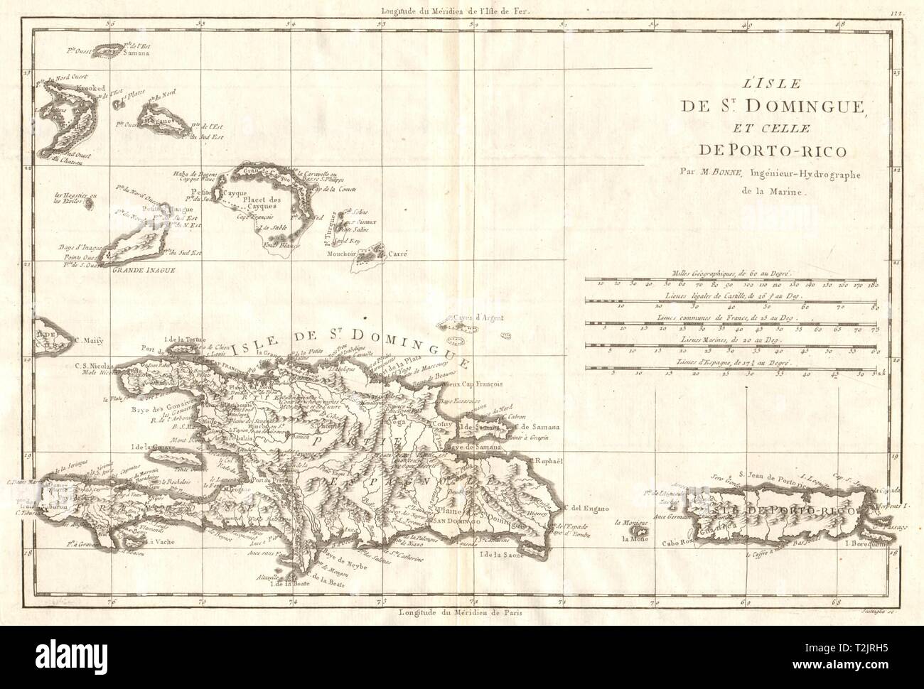 L’Isle de St Domingue et… Porto-Rico. Hispaniola & Puerto Rico. BONNE ...