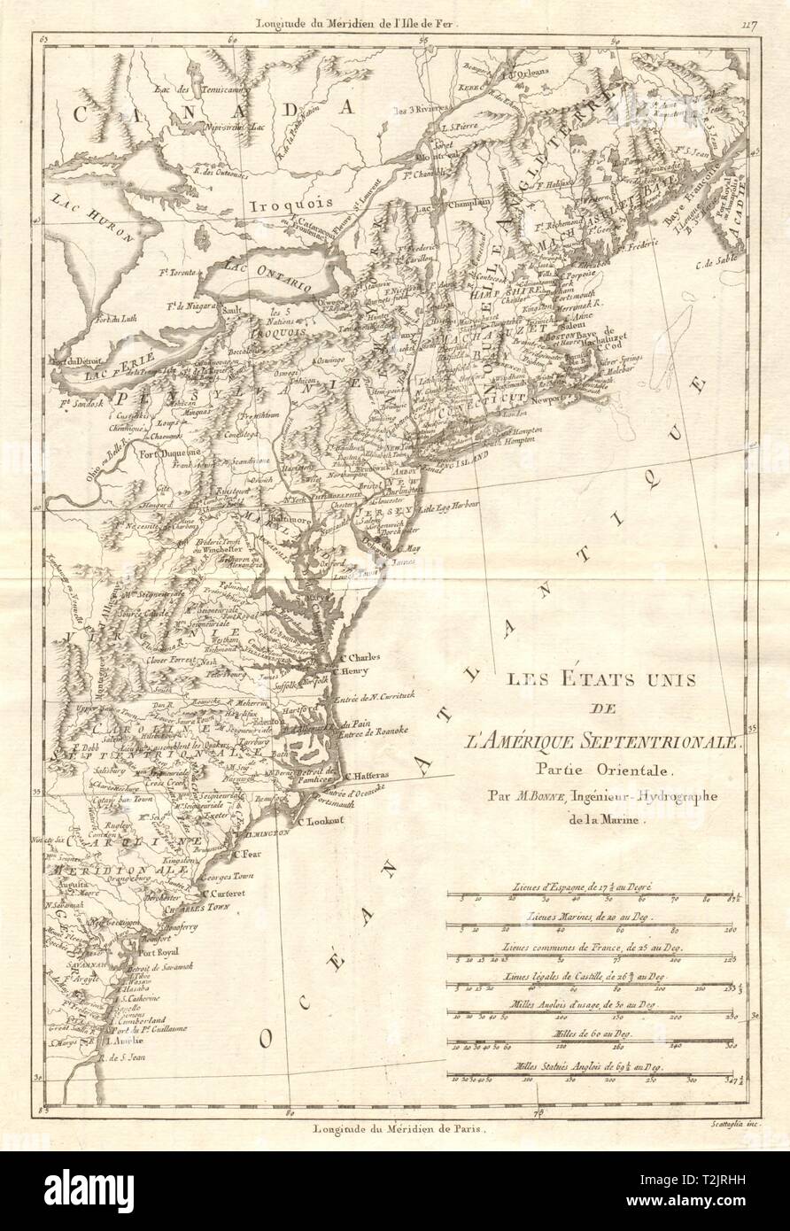 Les Etats Unis de l'Amérique Septentrionale, partie Orientale. BONNE ...