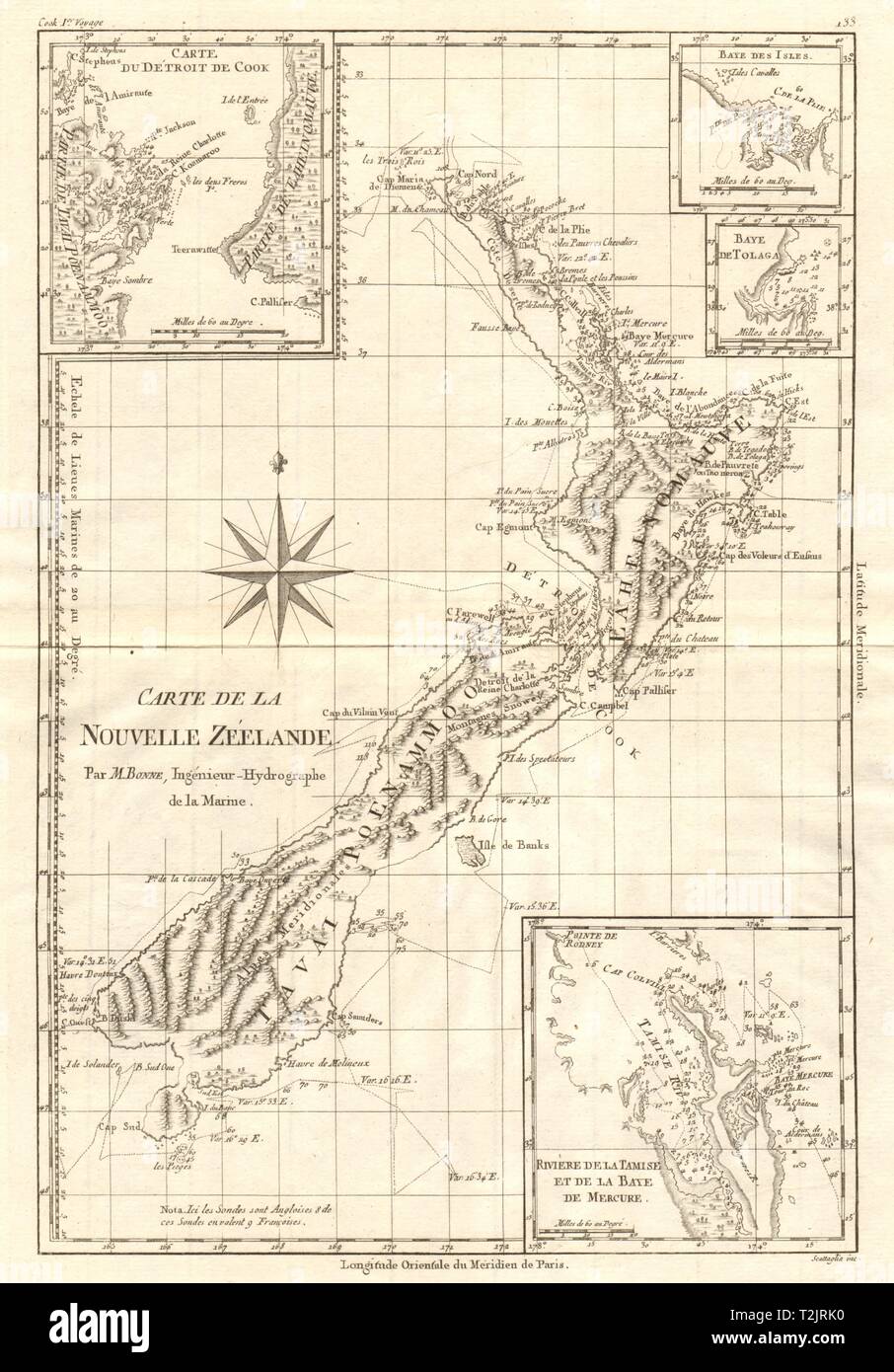 Carte de la Nouvelle Zéelande. New Zealand. Cook Strait. Thames. BONNE ...