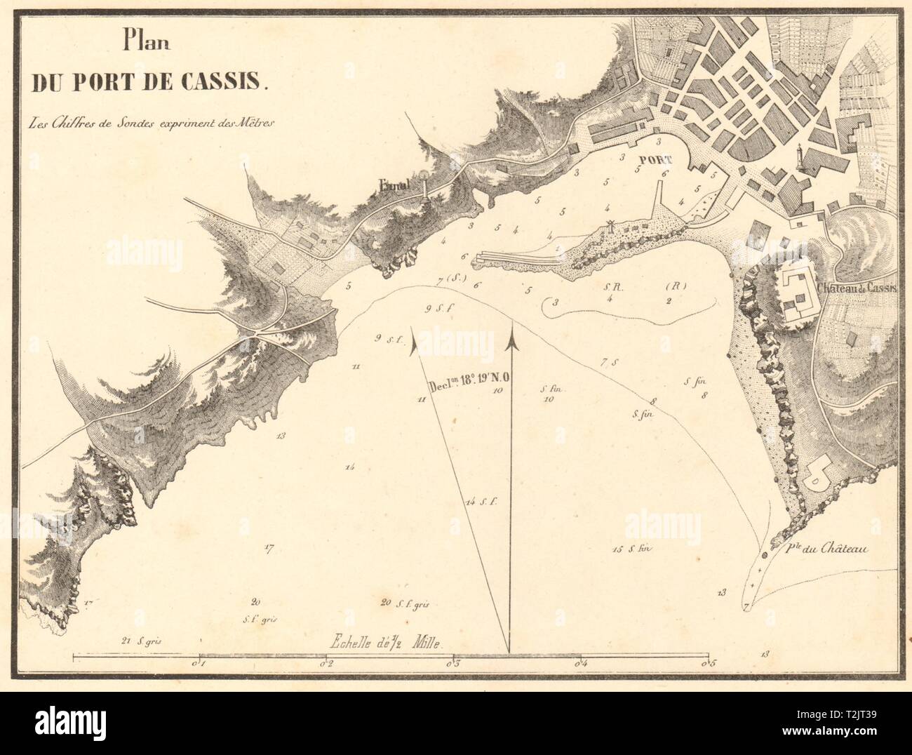 Plan du Port de Cassis. Bouches-du-Rhone. GAUTTIER 1851 old antique map ...