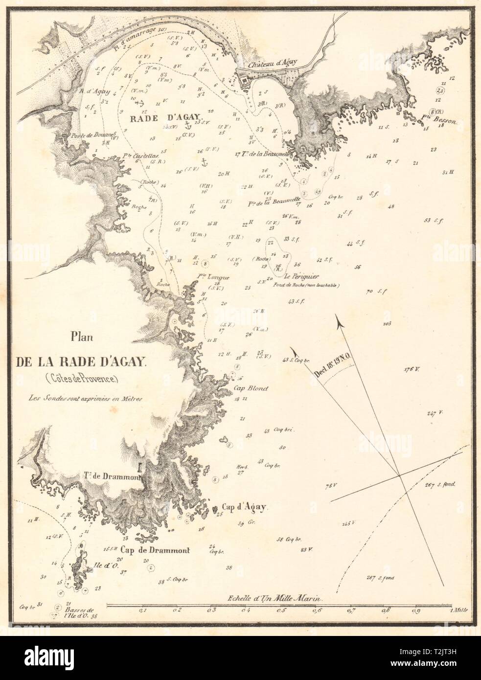 Plan de la Rade d'Agay (Côtes de Provence). Var. GAUTTIER 1851 old ...