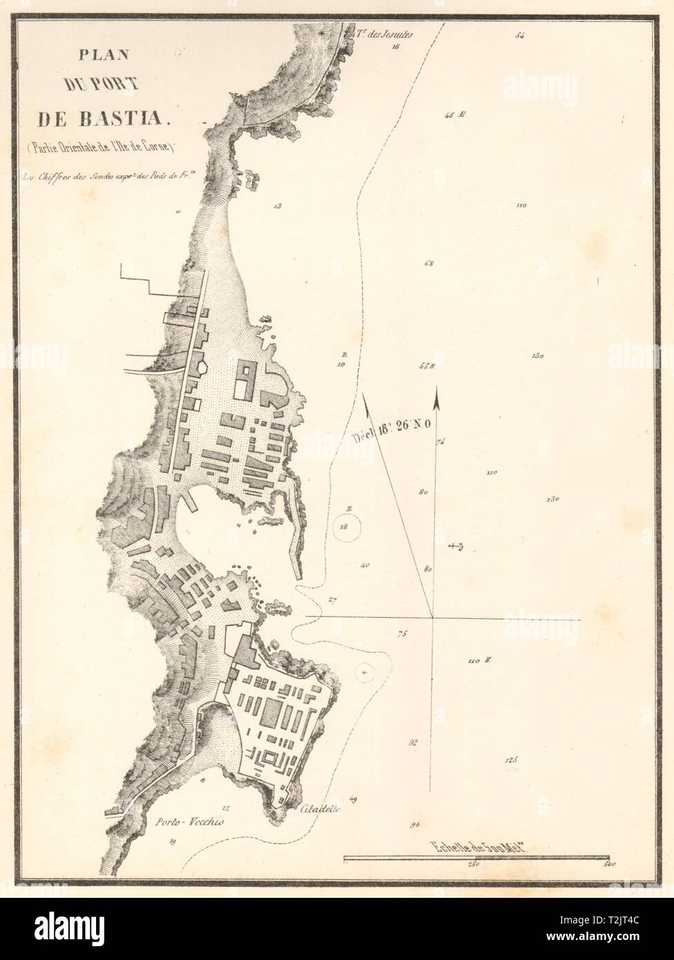 Plan du port de Bastia. Corse Corsica. GAUTTIER 1851 old antique map ...