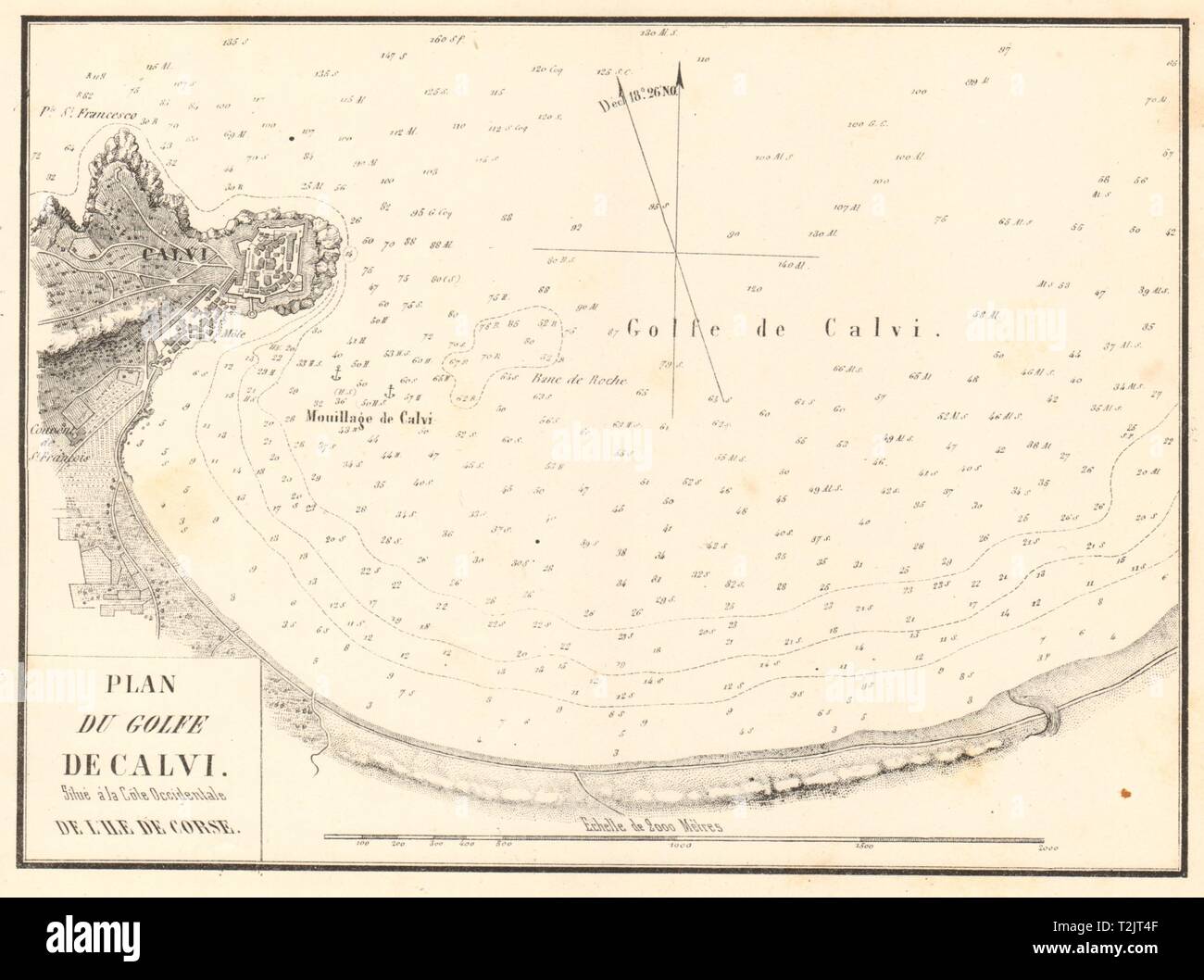 Plan du Golfe de Calvi. Corse Corsica. GAUTTIER 1851 old antique map ...
