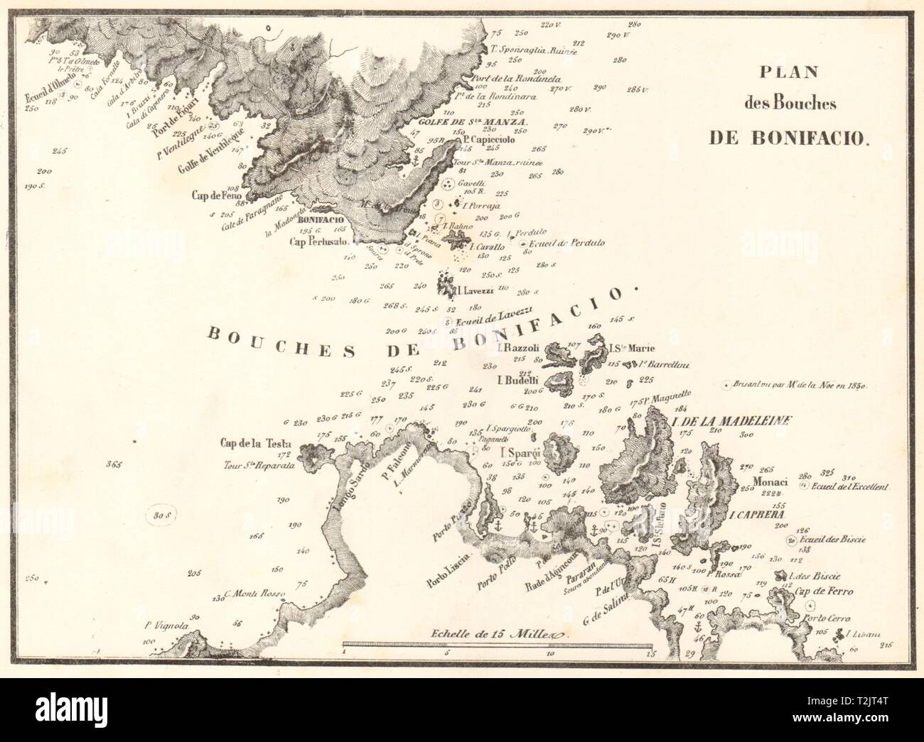 Strait of Bonifacio. 'Plan des Bouches de Bonifacio'. Corsica. GAUTTIER ...