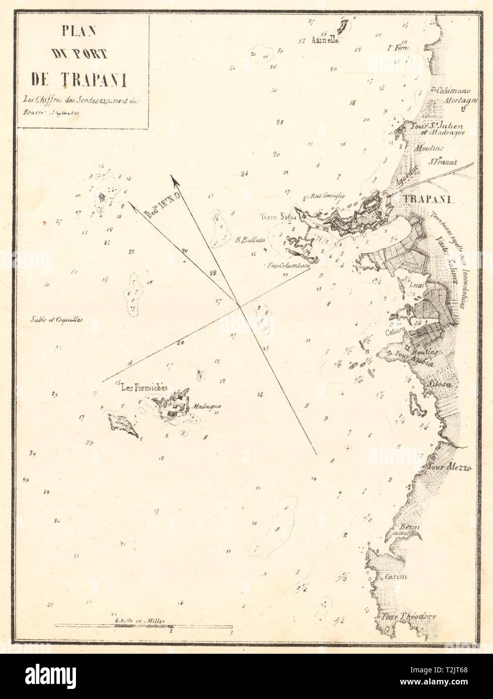 The Port of Trapani. 'Plan du Port de Trapani'. Sicily. GAUTTIER 1851 ...