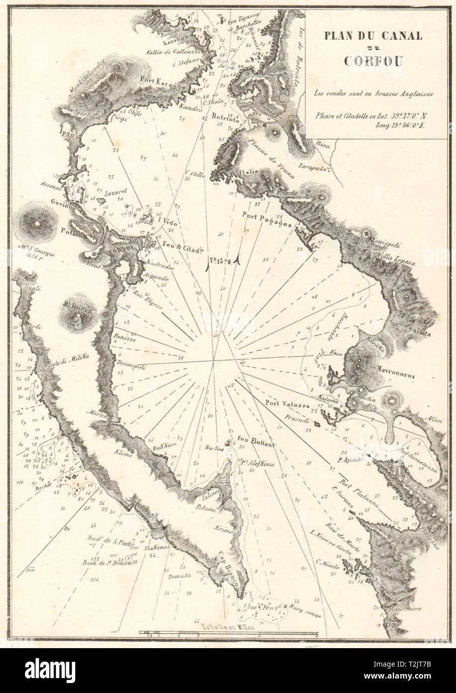 The Corfu Channel. 'Plan du canal de Corfou'. Greece. Albania. GAUTTIER ...