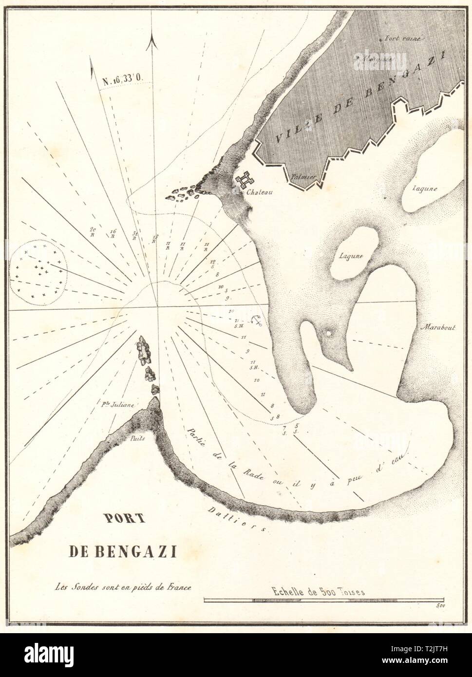 Port of Benghazi. 'Port de Bengazi'. Libya. GAUTTIER 1854 old antique ...