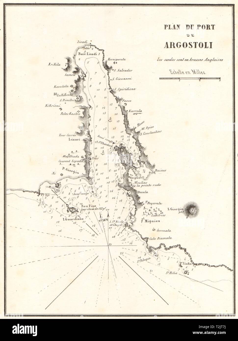 Plan du Port de Argostoli. Greece. Kefalonia. Cephalonia. GAUTTIER 1854 ...