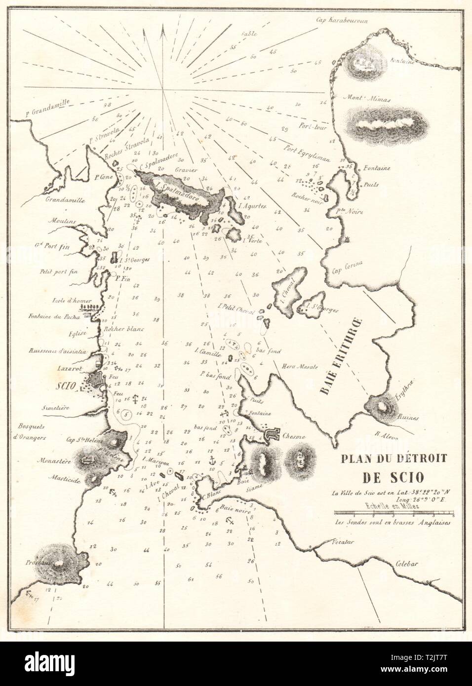 The Chios Strait. 'Plan du Detroit de Scio'. Greece Turkey. GAUTTIER ...