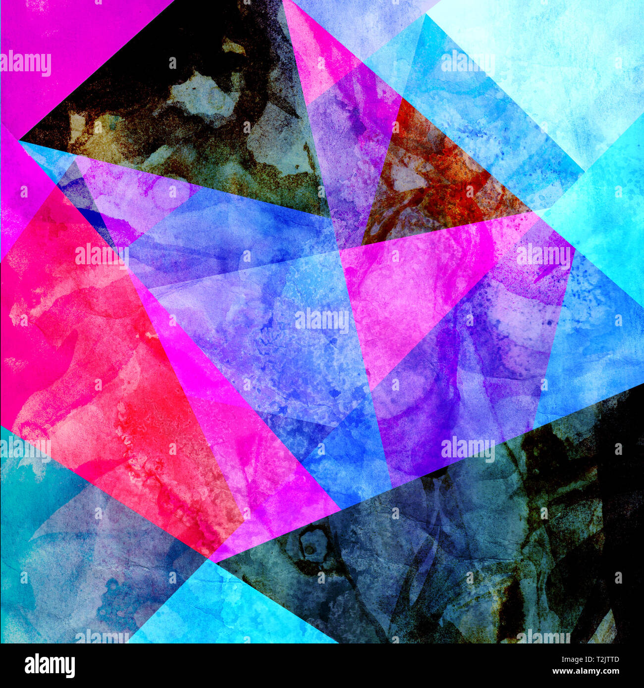 Abstract watercolor background with geometric color objects and ...