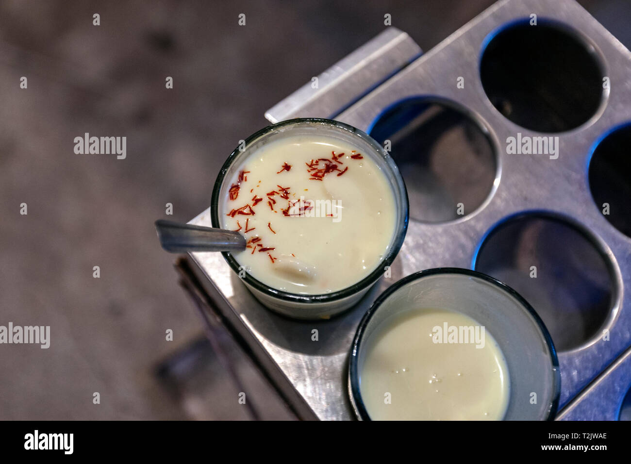 Pair of glass of banana lassi in Jodhpur, Rajasthan, India Stock Photo ...