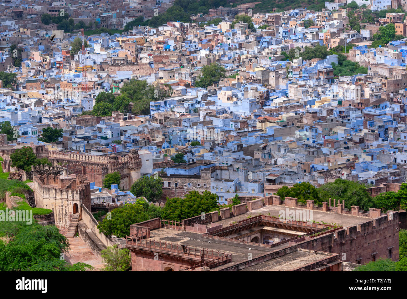 View of the he Blue City from Mehrangarh Fort, Jodhpur, Rajasthan ...