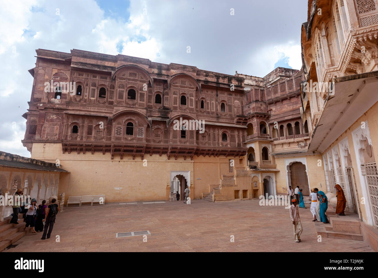 Mehrangarh courtyard, Mehran Fort, Jodhpur, Rajasthan, India Stock ...