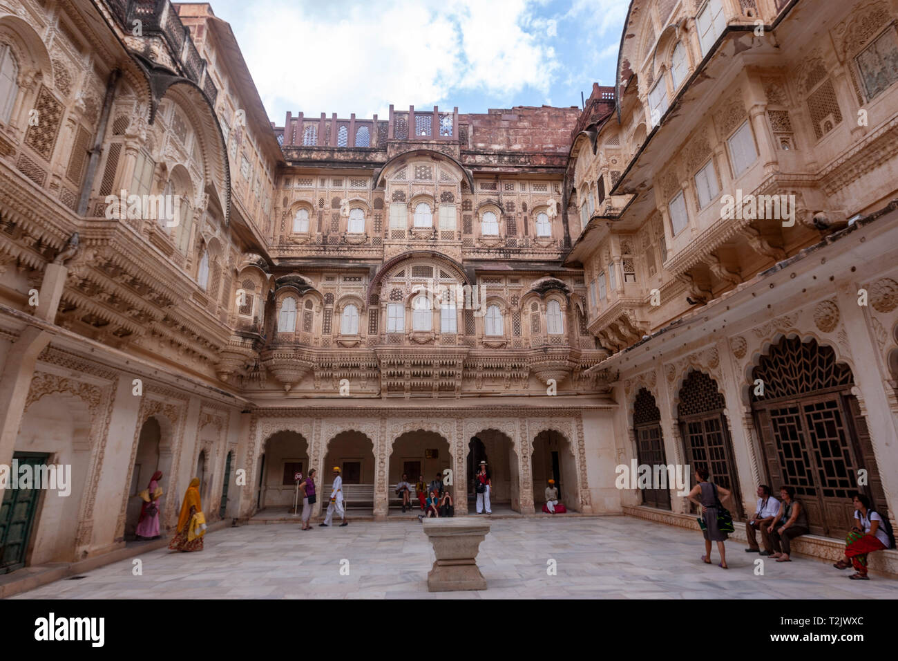 Mehrangarh courtyard, Mehran Fort, Jodhpur, Rajasthan, India Stock ...