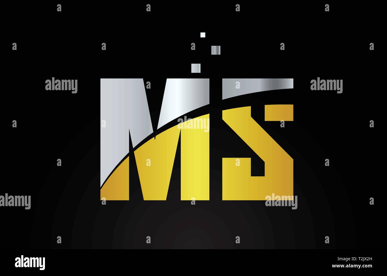 gold golden silver metallic color alphabet letter MS M S logo ...