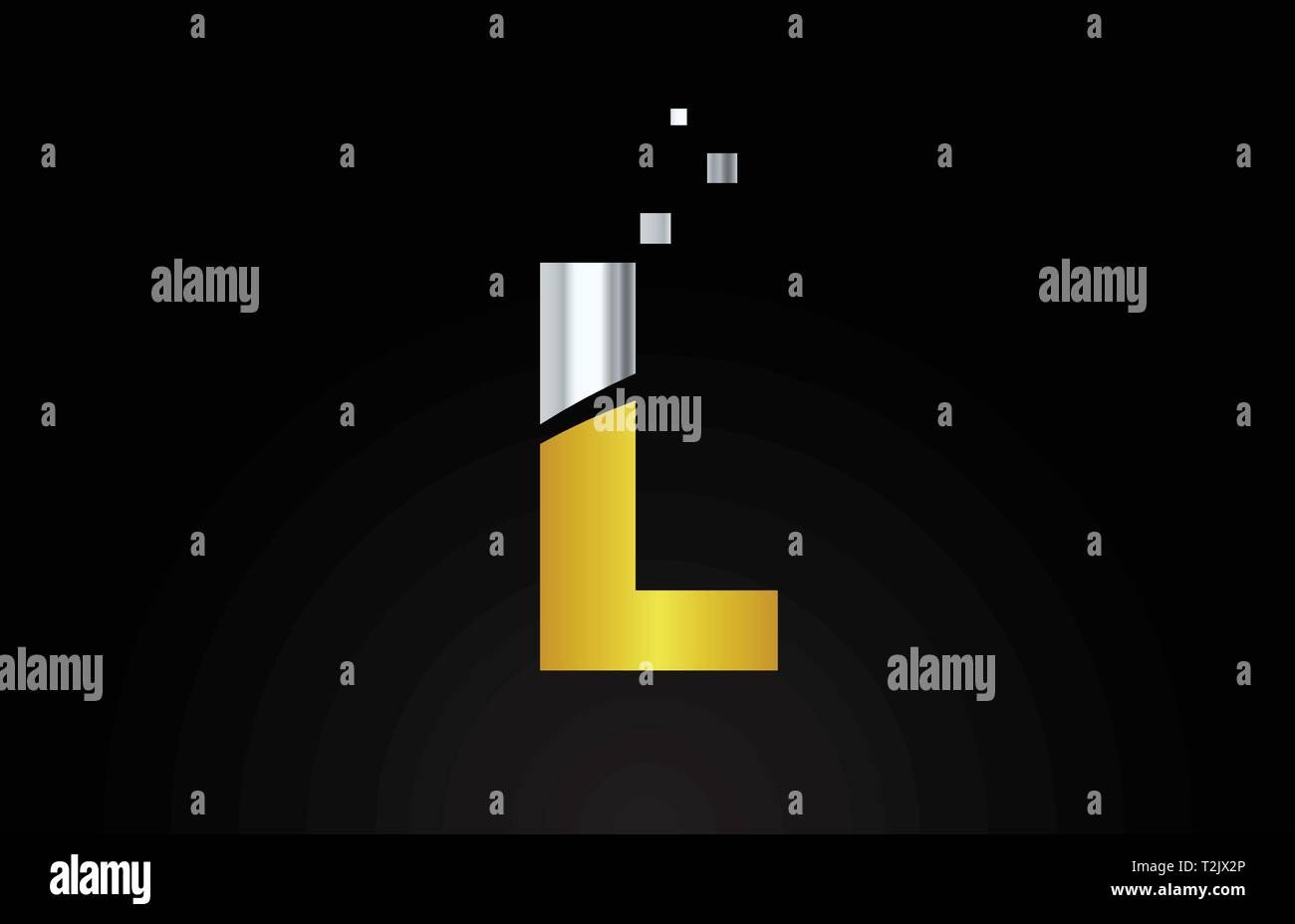 gold golden silver metallic color alphabet letter L logo design ...
