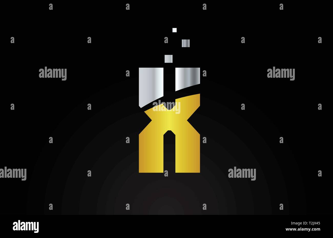 gold golden silver metallic color alphabet letter X logo design ...