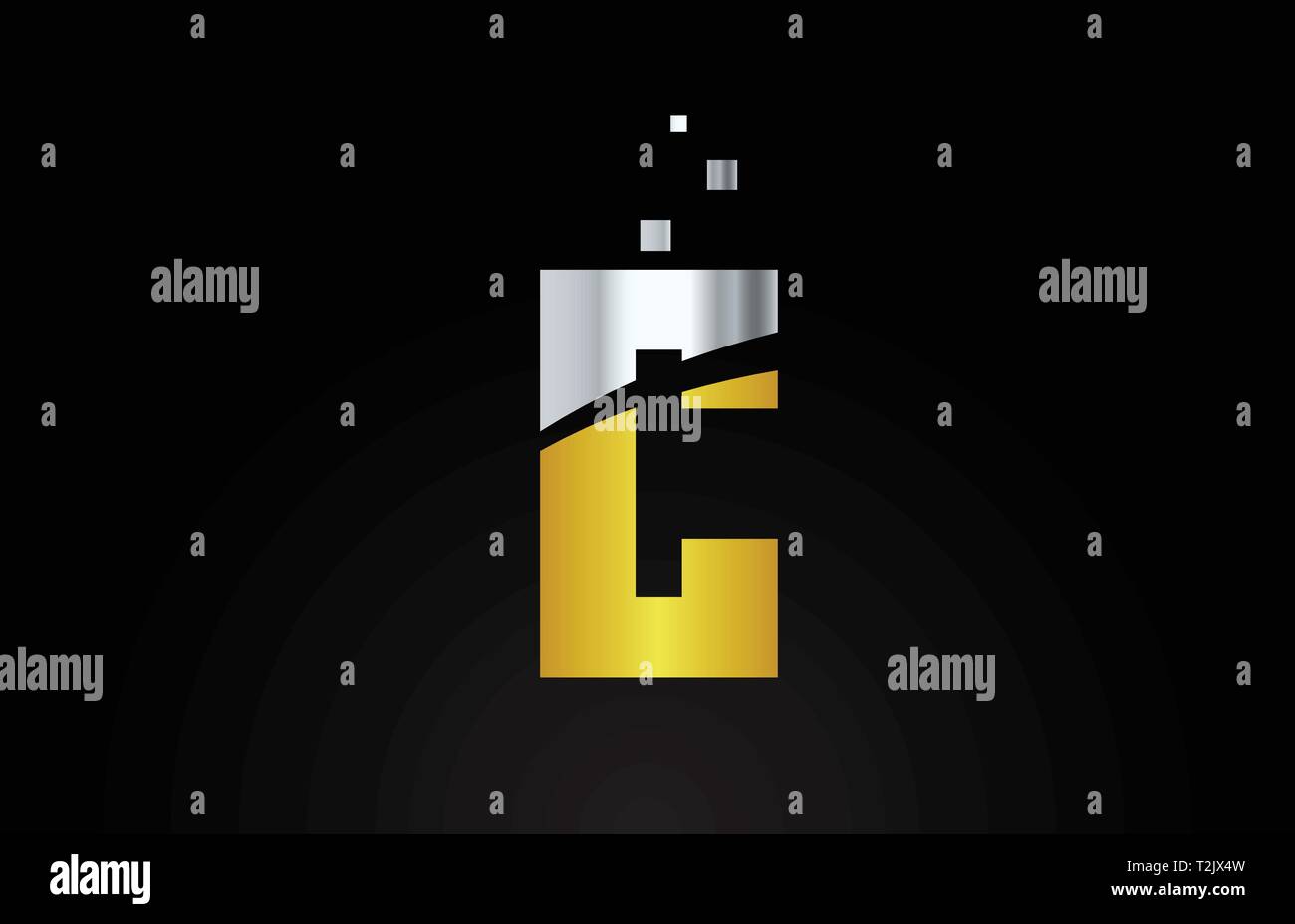 gold golden silver metallic color alphabet letter C logo design ...