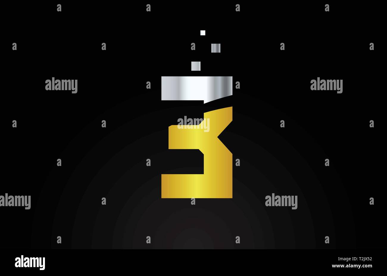 gold golden silver metallic color number 3 logo design suitable for a ...