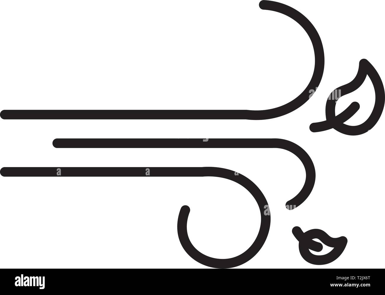 This vector image shows wind in outline icon design. It is isolated on ...