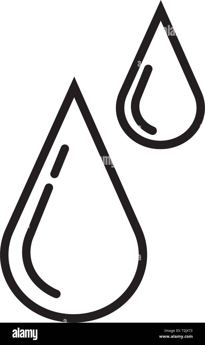 This vector image shows 2 raindrops in outline icon design. It is ...