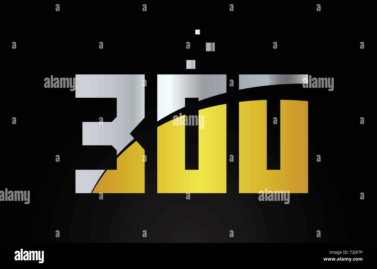 gold golden silver metallic color number 300 logo design suitable for a ...