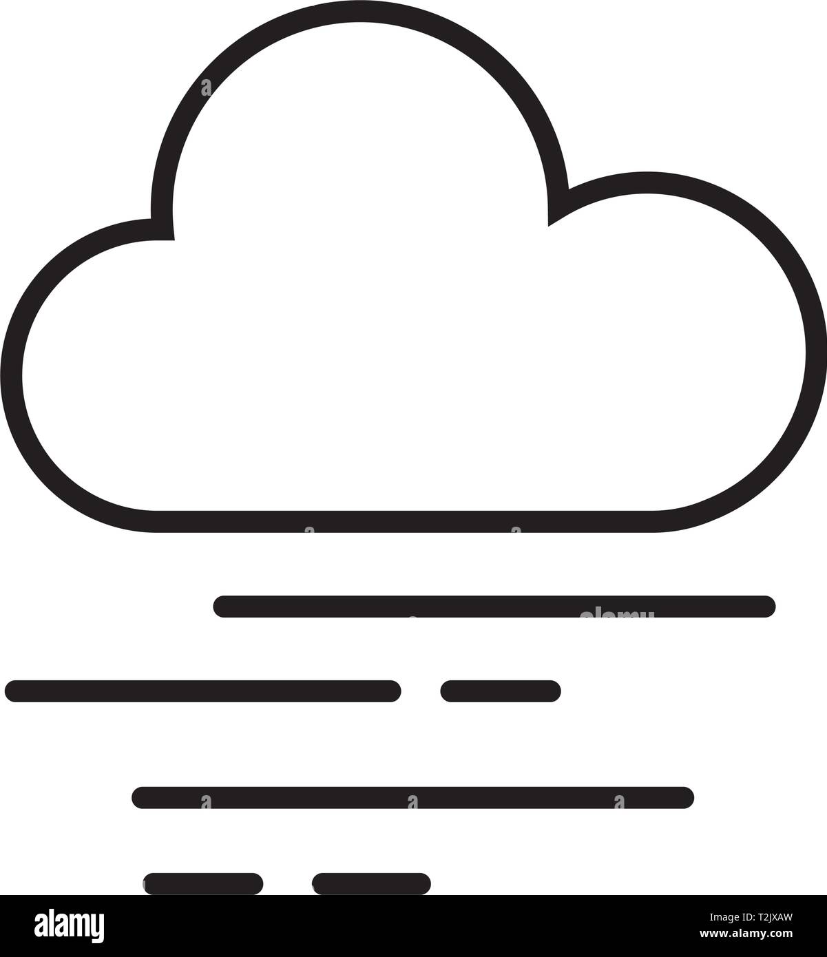 This vector image shows a cloud and fog in outline icon design. It is ...