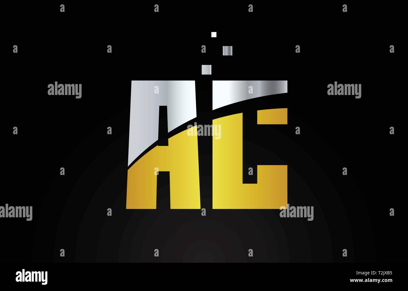 gold golden silver metallic color alphabet letter AC A C logo ...