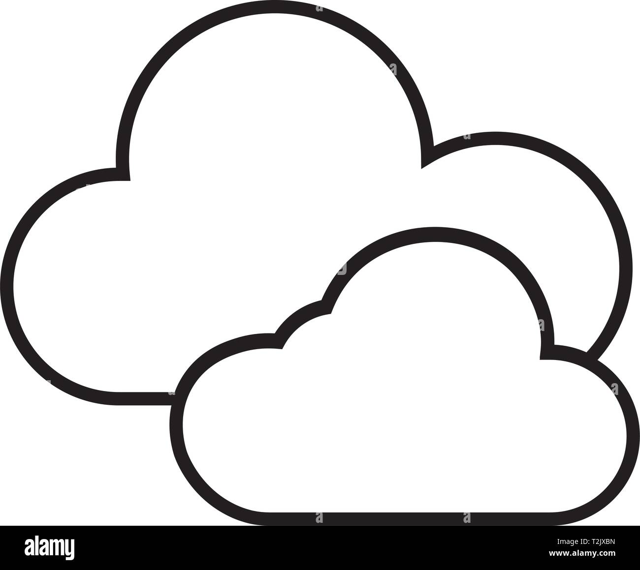 This vector image shows clouds in outline icon design. It is isolated ...