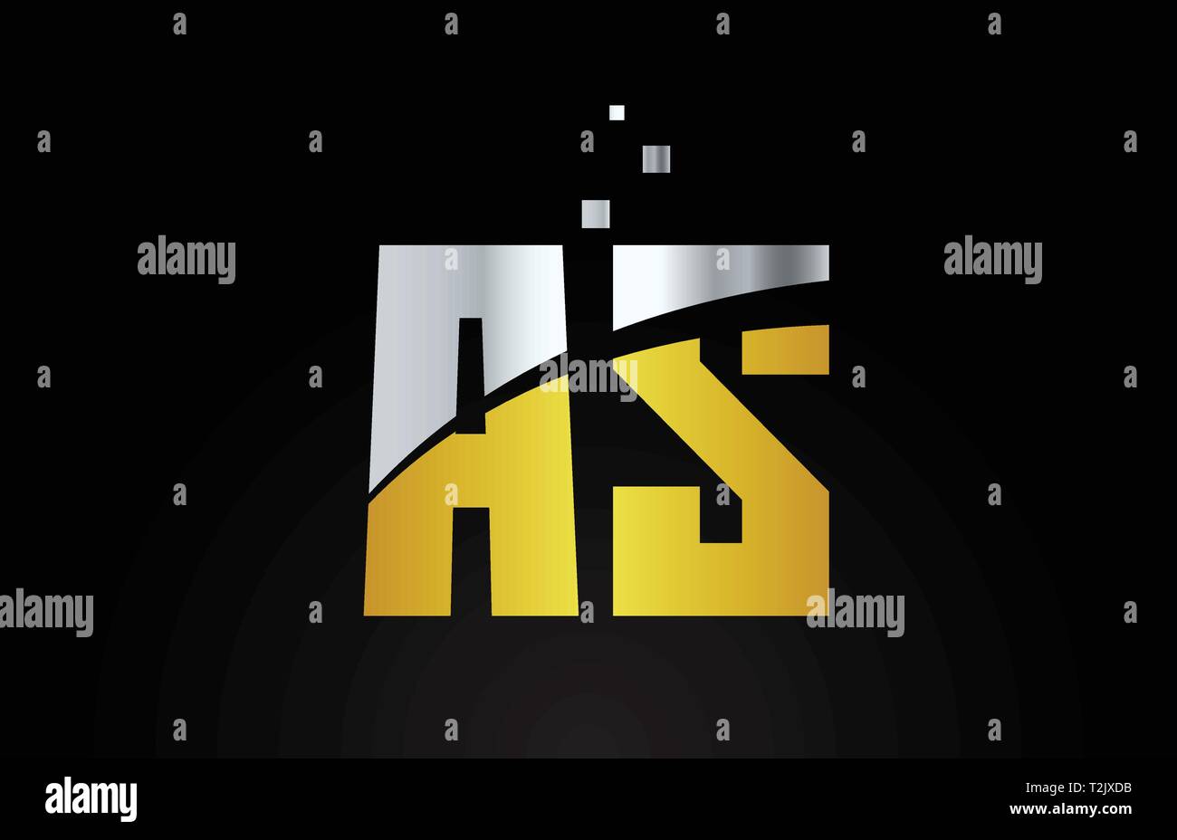 gold golden silver metallic color alphabet letter AS A S logo ...