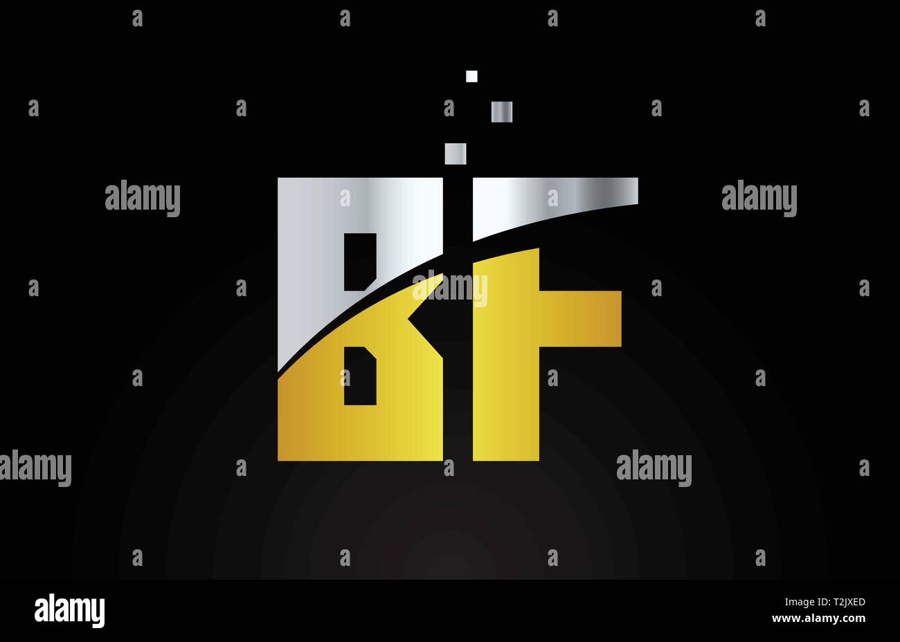 gold golden silver metallic color alphabet letter BF B F logo ...