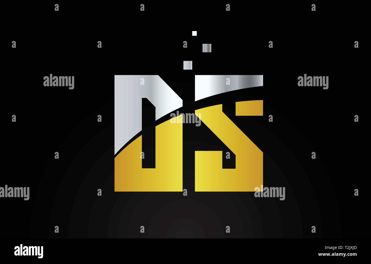 gold golden silver metallic color alphabet letter DS D S logo ...