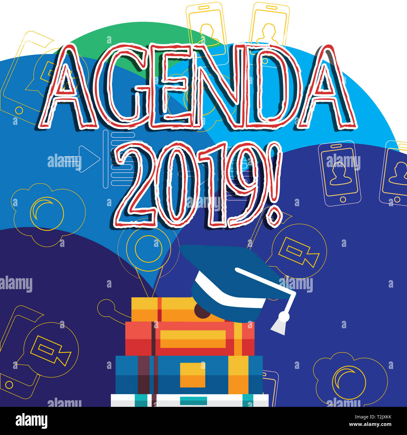 Writing note showing Agenda 2019. Business concept for list of items to ...