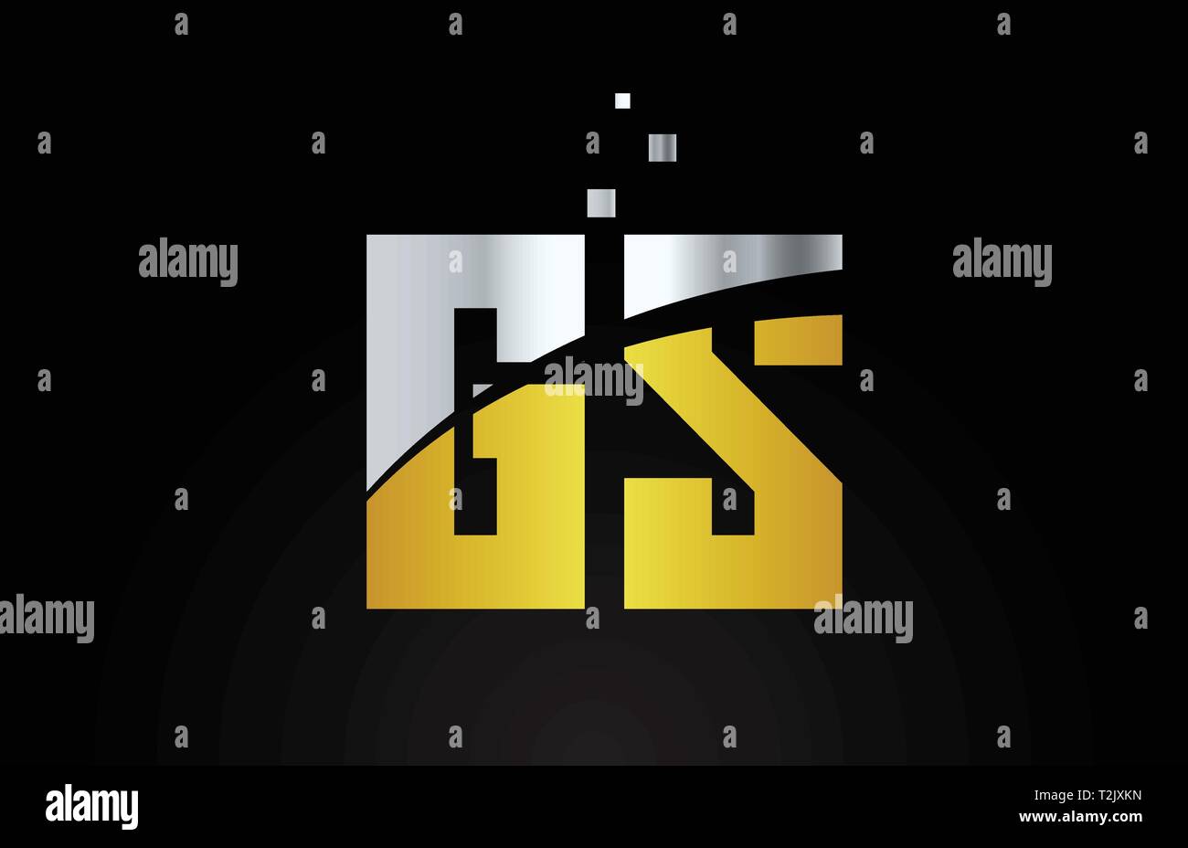 gold golden silver metallic color alphabet letter GS G S logo ...