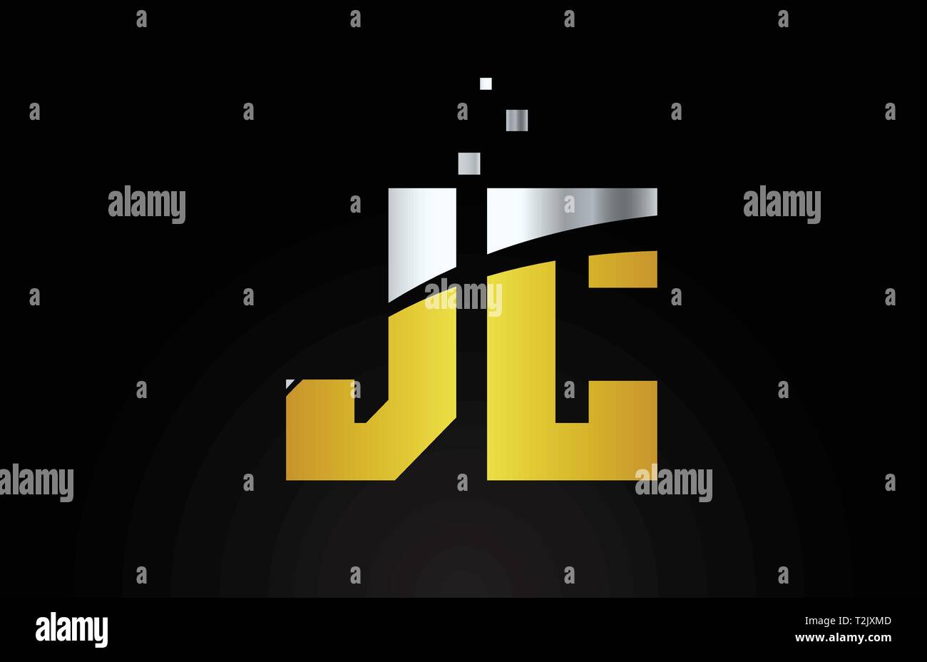 gold golden silver metallic color alphabet letter JC J C logo ...