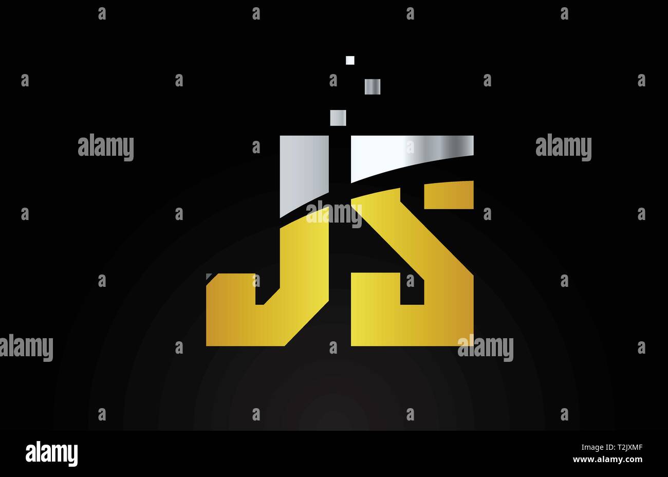 gold golden silver metallic color alphabet letter JS J S logo ...