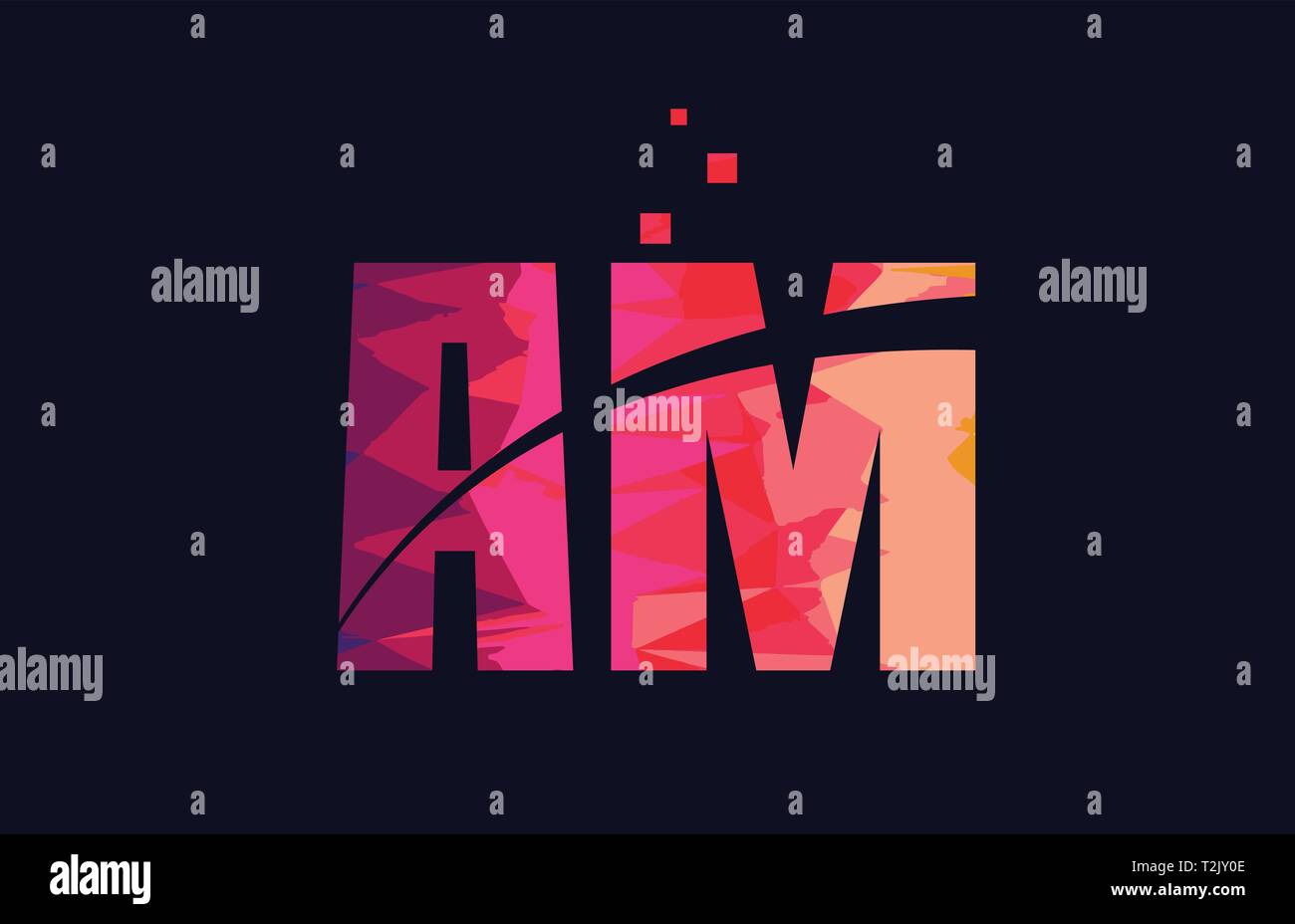 pink blue background color alphabet letter AM A M logo combination ...