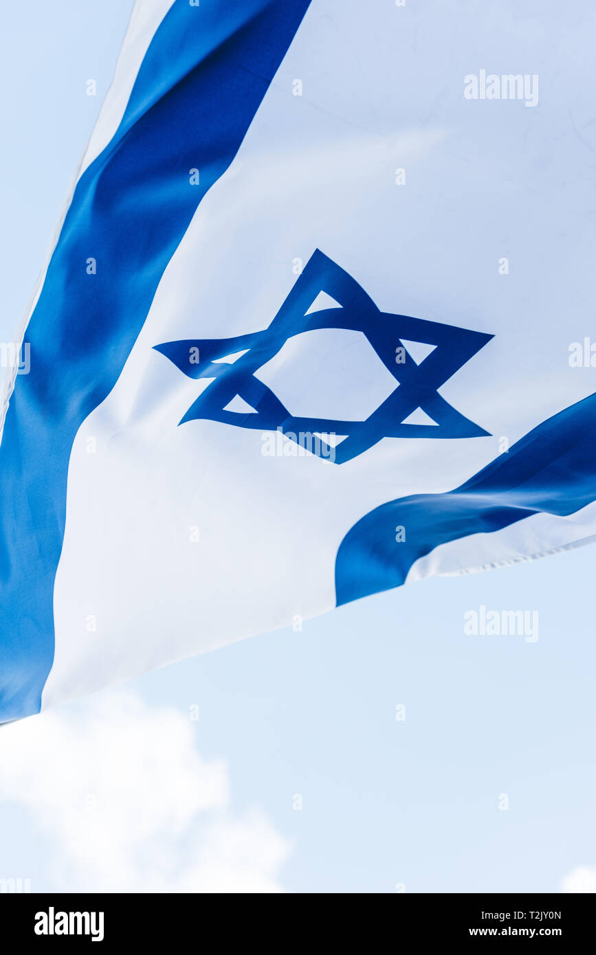 israel national flag with blue star of david Stock Photo - Alamy