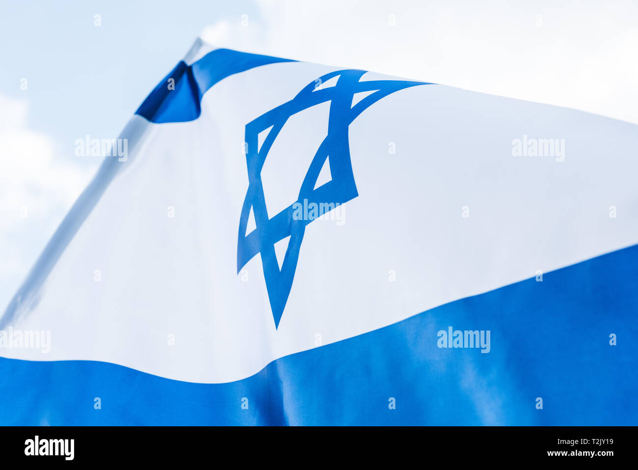 low angle view national israel flag with star of david Stock Photo - Alamy