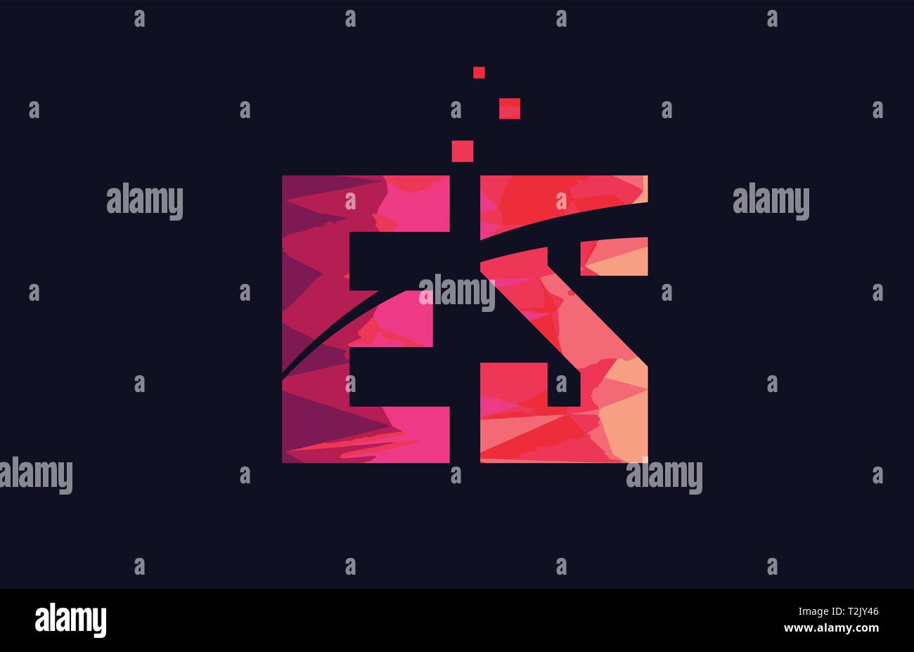 pink blue background color alphabet letter ES E S logo combination ...