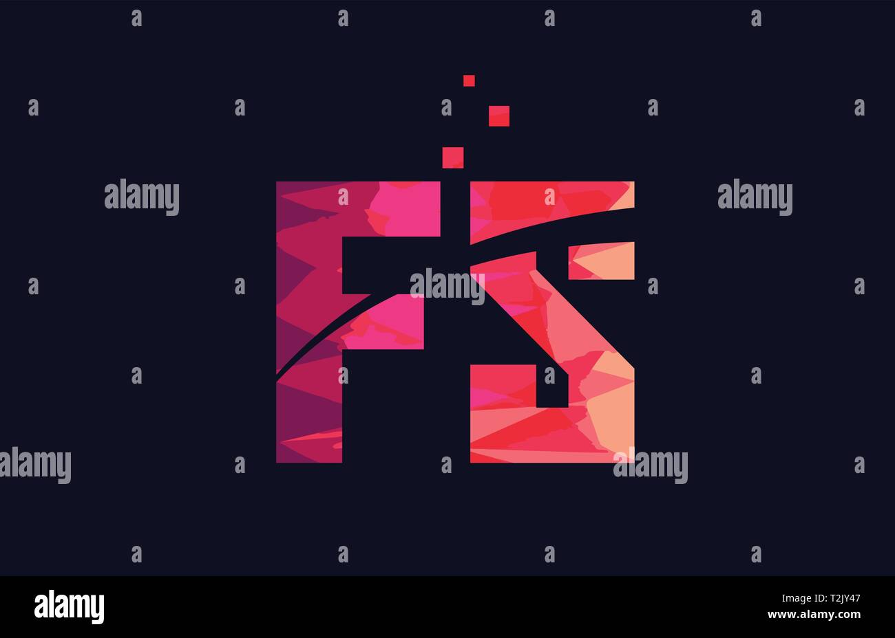 pink blue background color alphabet letter FS F S logo combination ...