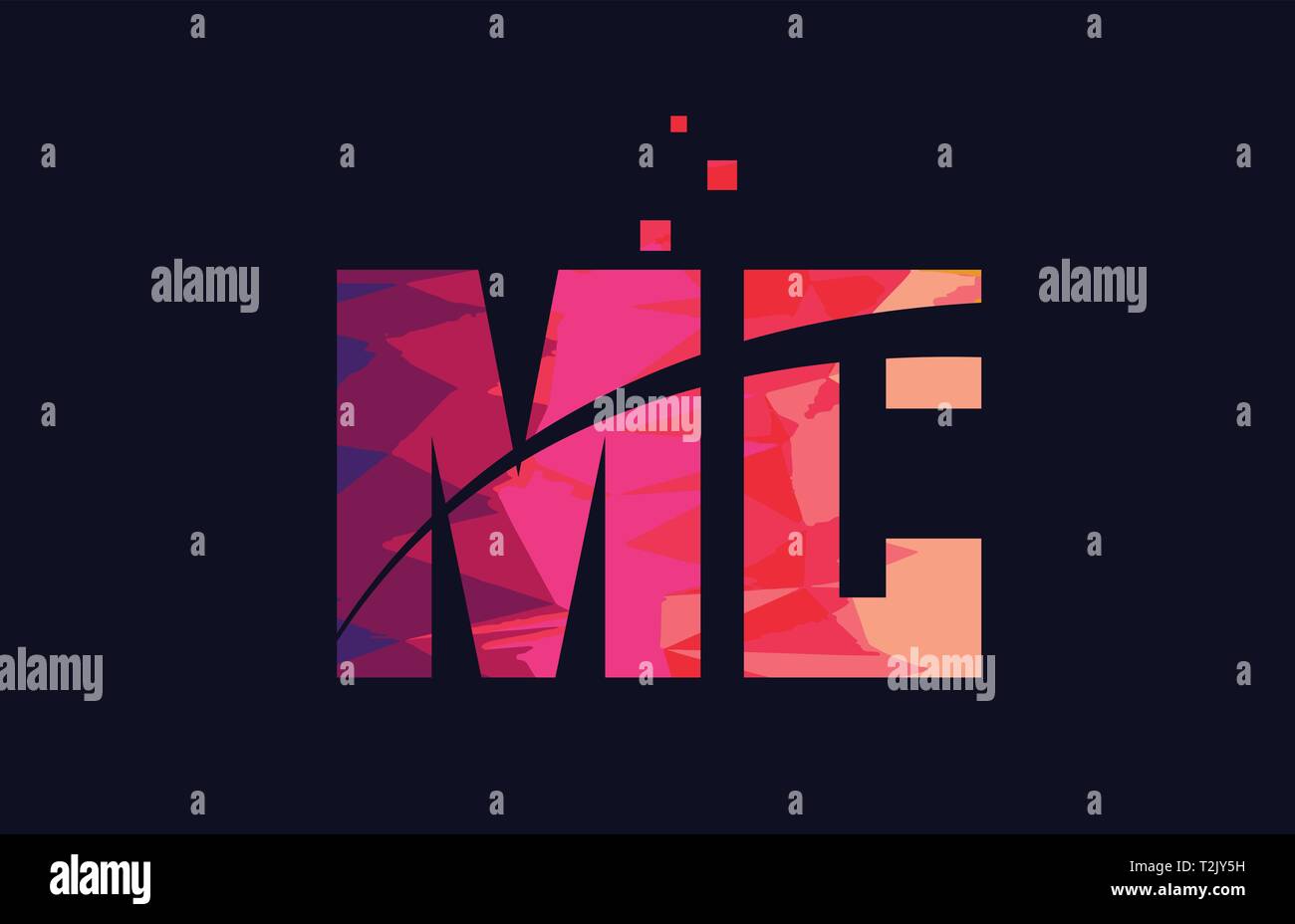 pink blue background color alphabet letter MC M C logo combination ...