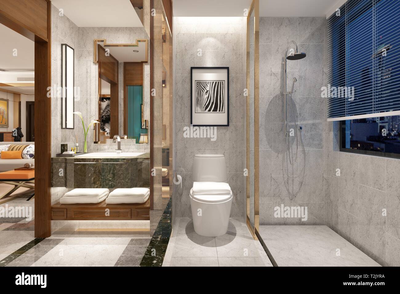 3d render of bathroom Stock Photo - Alamy