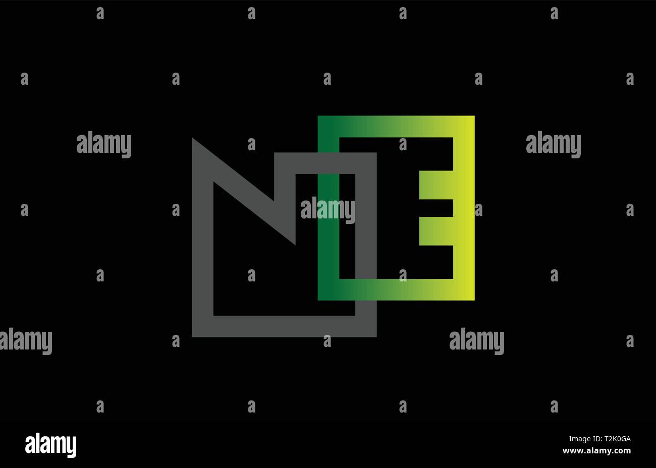 green black grey alphabet letter logo combination ne n e design ...