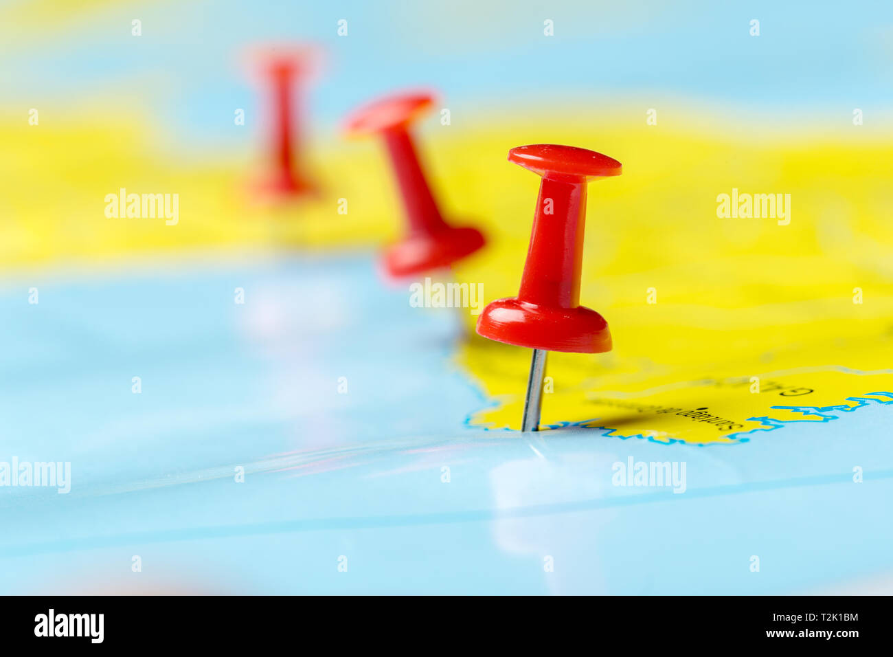 Travel destination points on a map Stock Photo - Alamy