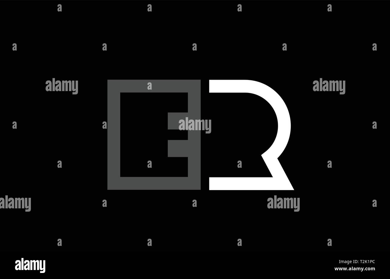 white black grey alphabet letter logo combination er e r design ...