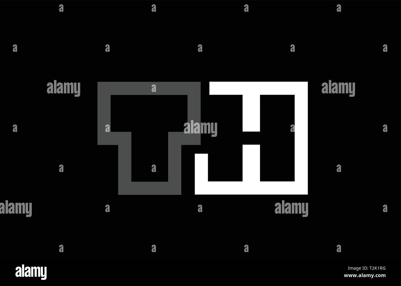 white black grey alphabet letter logo combination th t h design ...